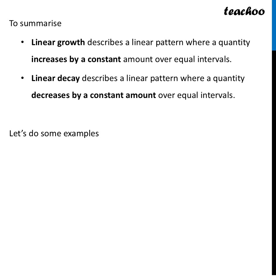 Linear Growth & Linear Decay - Difference + Examples [Class 9 Ganita]