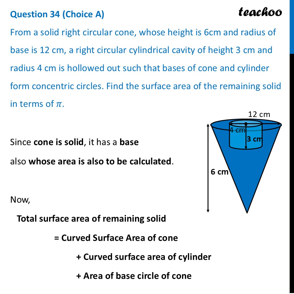 From a solid right circular cone, whose height is 6cm and radius 12 cm