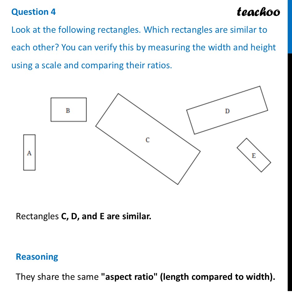 Look at the following rectangles. Which rectangles are similar to each