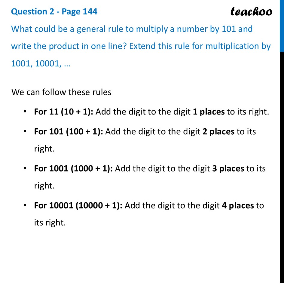 What could be a general rule to multiply a number by 101 and write