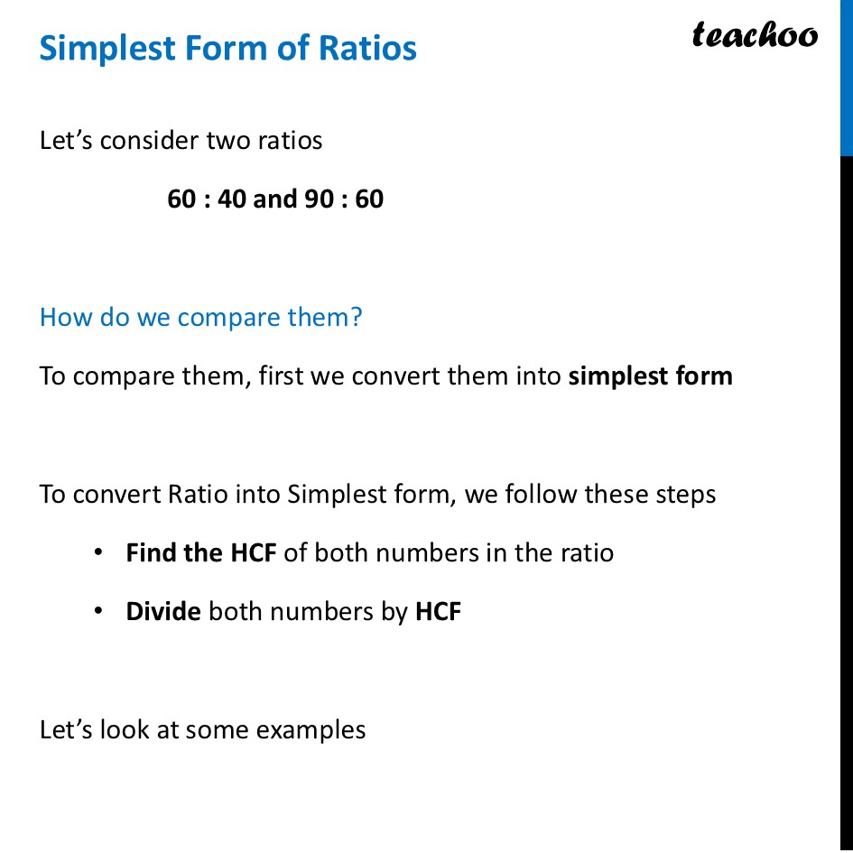 Simplest Form of Ratios - How to find with 3+ Examples [Class 8]