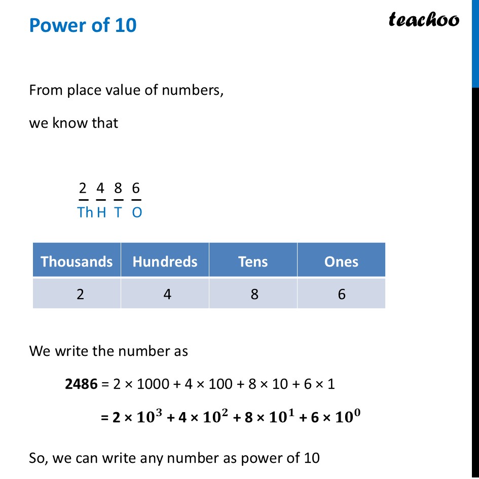 Powers of 10 - and its relation with Place Value (5+ Examples)