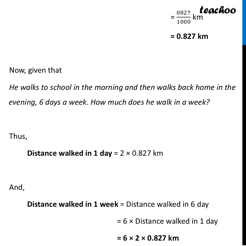 [Class 7 Maths] The distance between Ajay's school and his home is 827