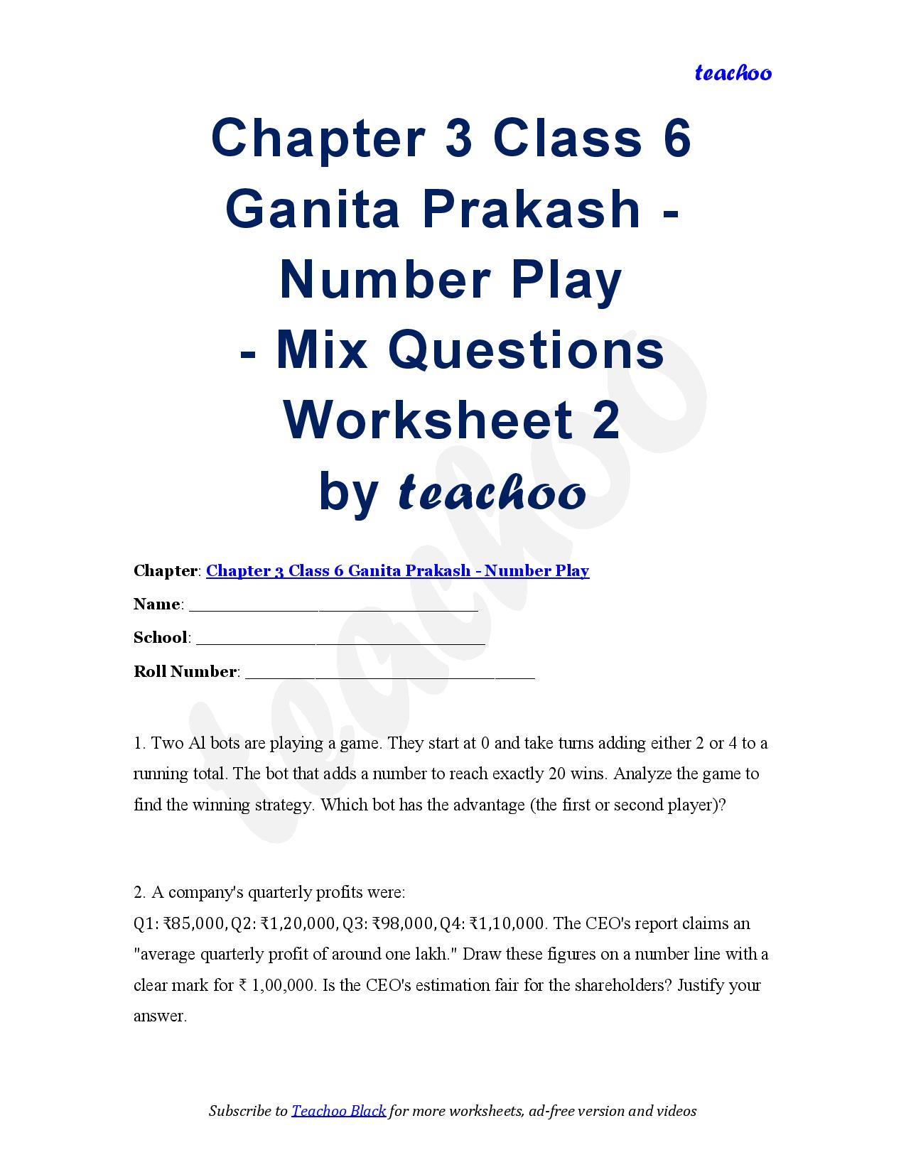 Number Play (Ganita Prakash) – Download PDF Worksheet (with answer)