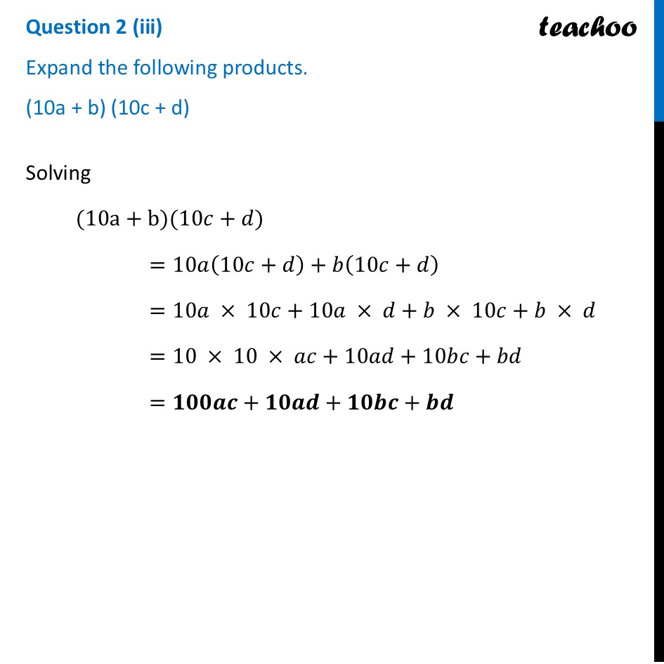 Expand the following products - (3 + u) (v – 3) - Chapter 6 Class 8