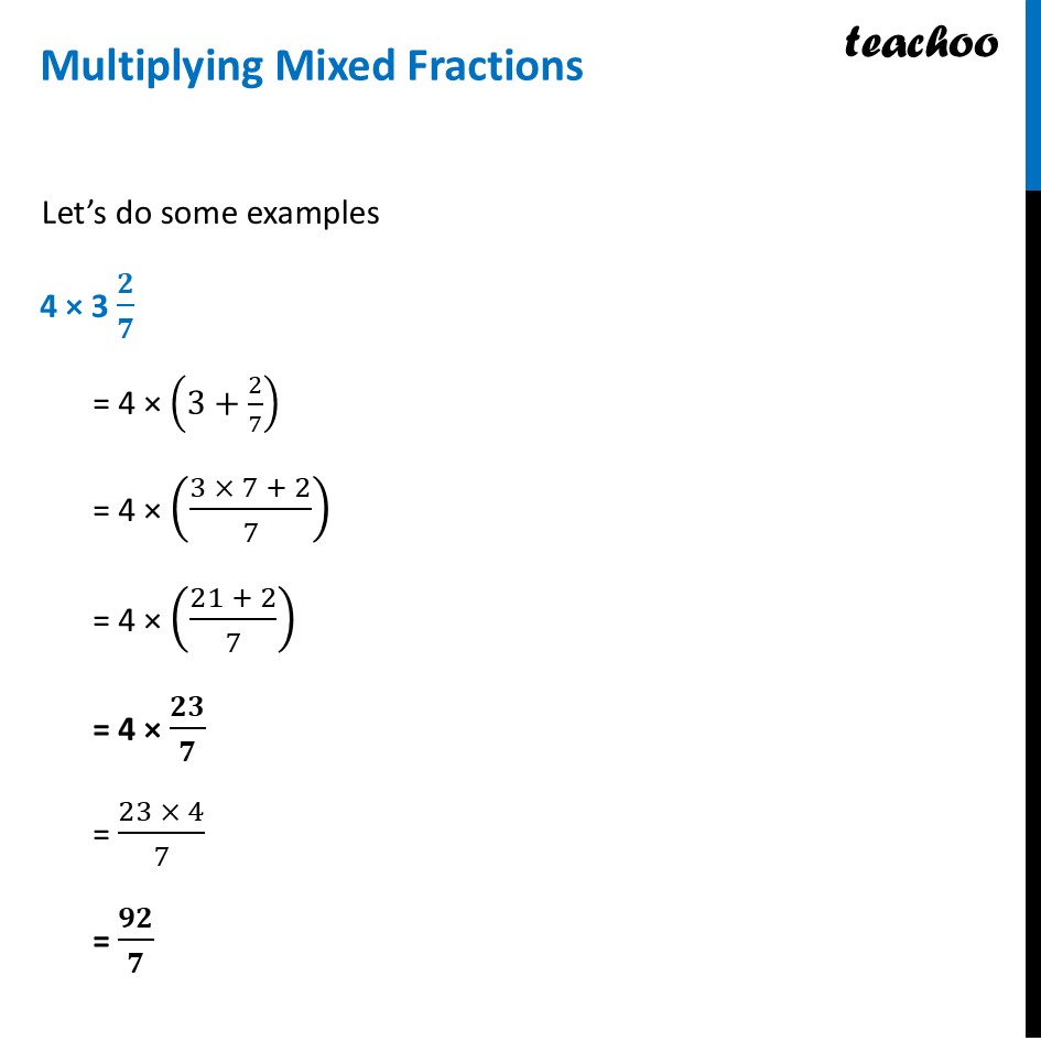 Multiplying Mixed Fractions - with 2+ Examples [Maths Class 7]