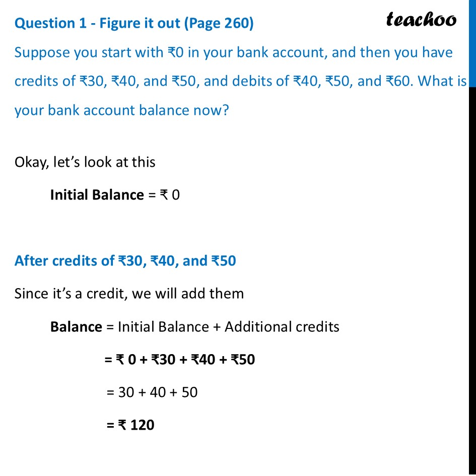 Start with ₹0: Bank Balance with Credits ₹30, ₹40, ₹50 & Debits ₹40
