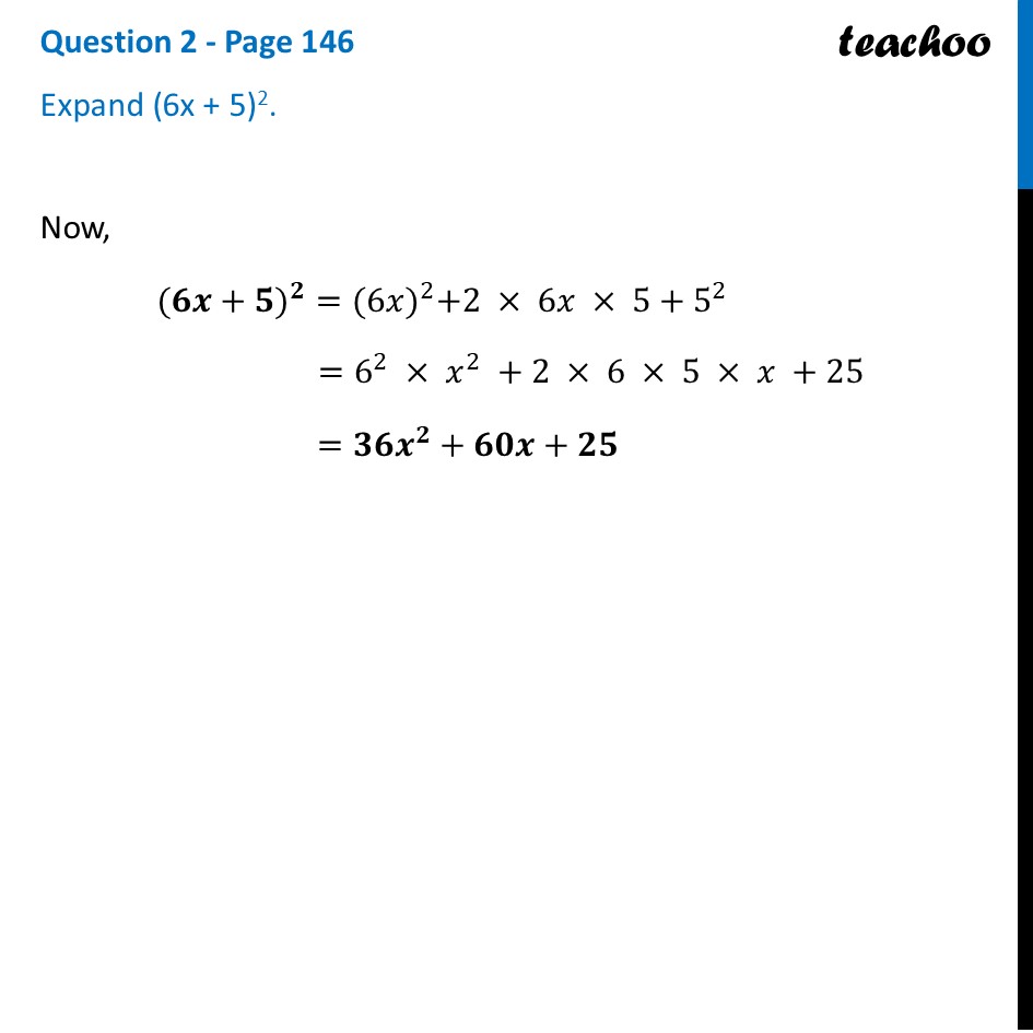 [Maths] Expand (6x + 5)2 - Chapter 6 Class 8 - Ganita Prakash