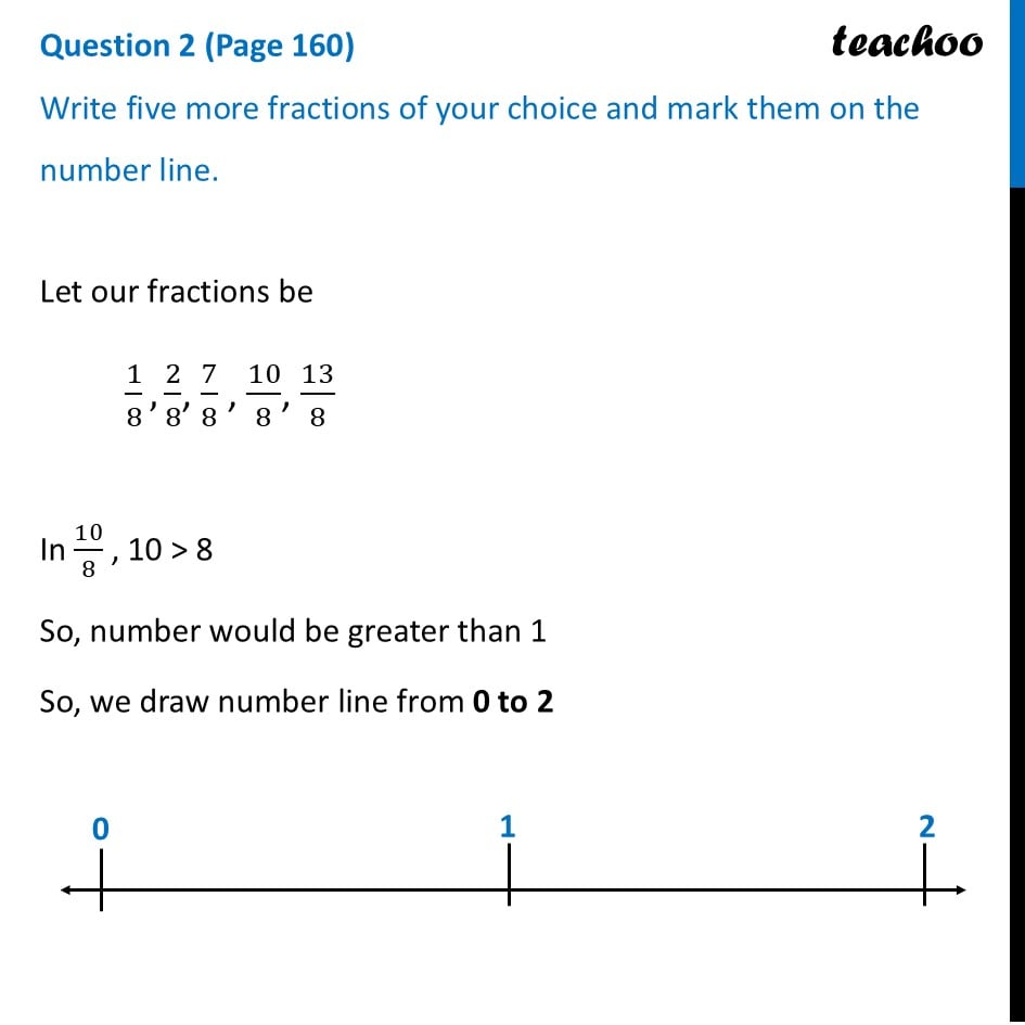 Write five more fractions of your choice and mark them on the number