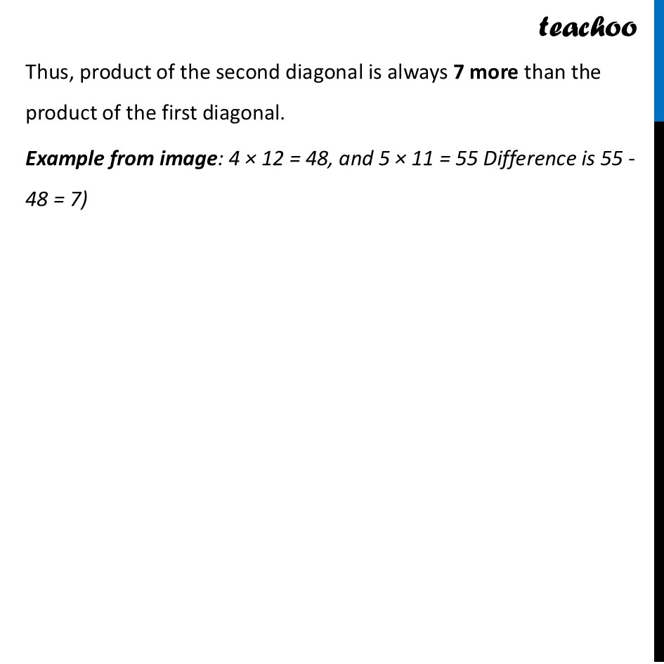 [Maths] Consider any 2 by 2 square of numbers in a calendar as shown