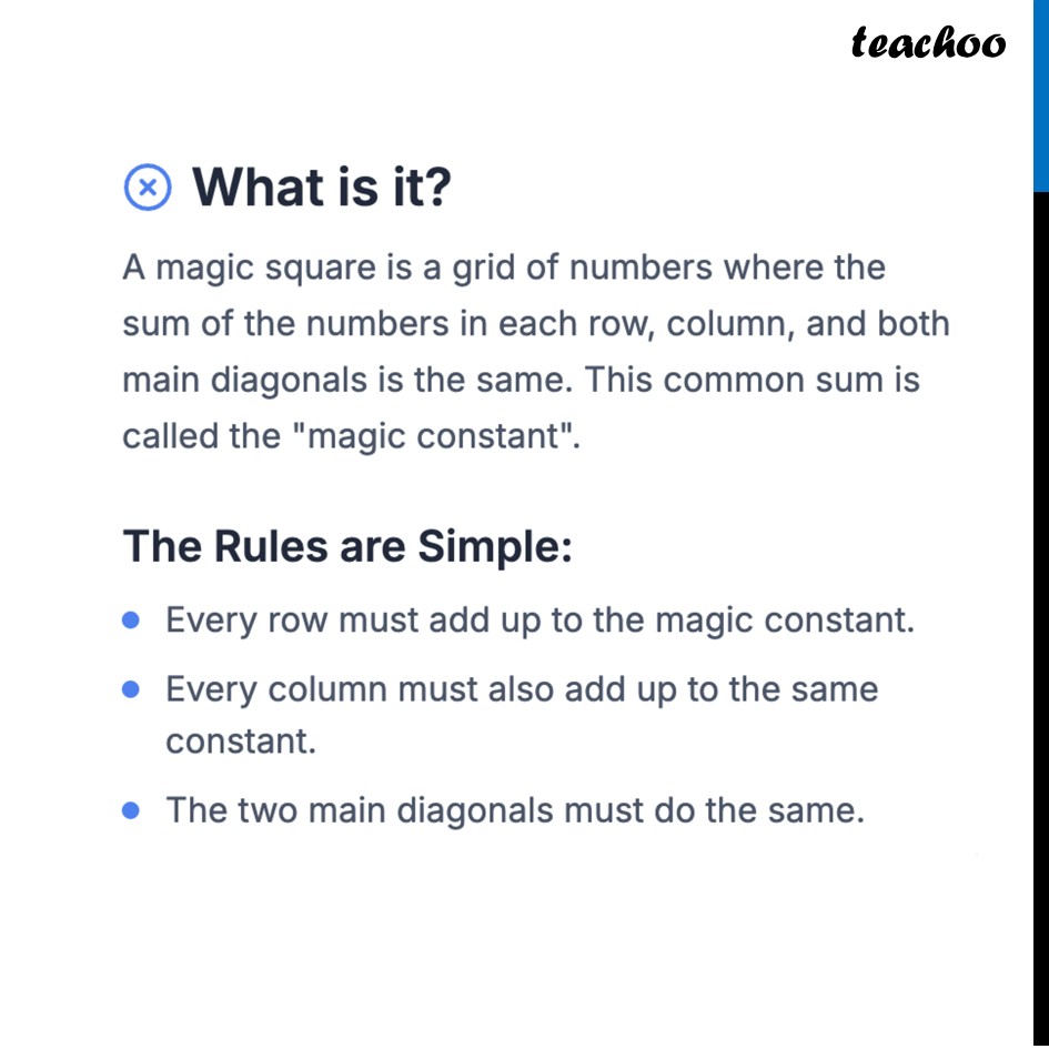 Magic Square - Definition, Rules & Examples - Teachoo - Magic Square