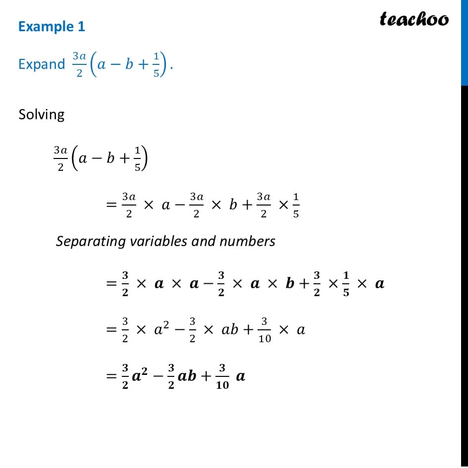 Expand 3𝑎/2 (𝑎−𝑏+1/5) - Chapter 6 Class 8 - Ganita Prakash