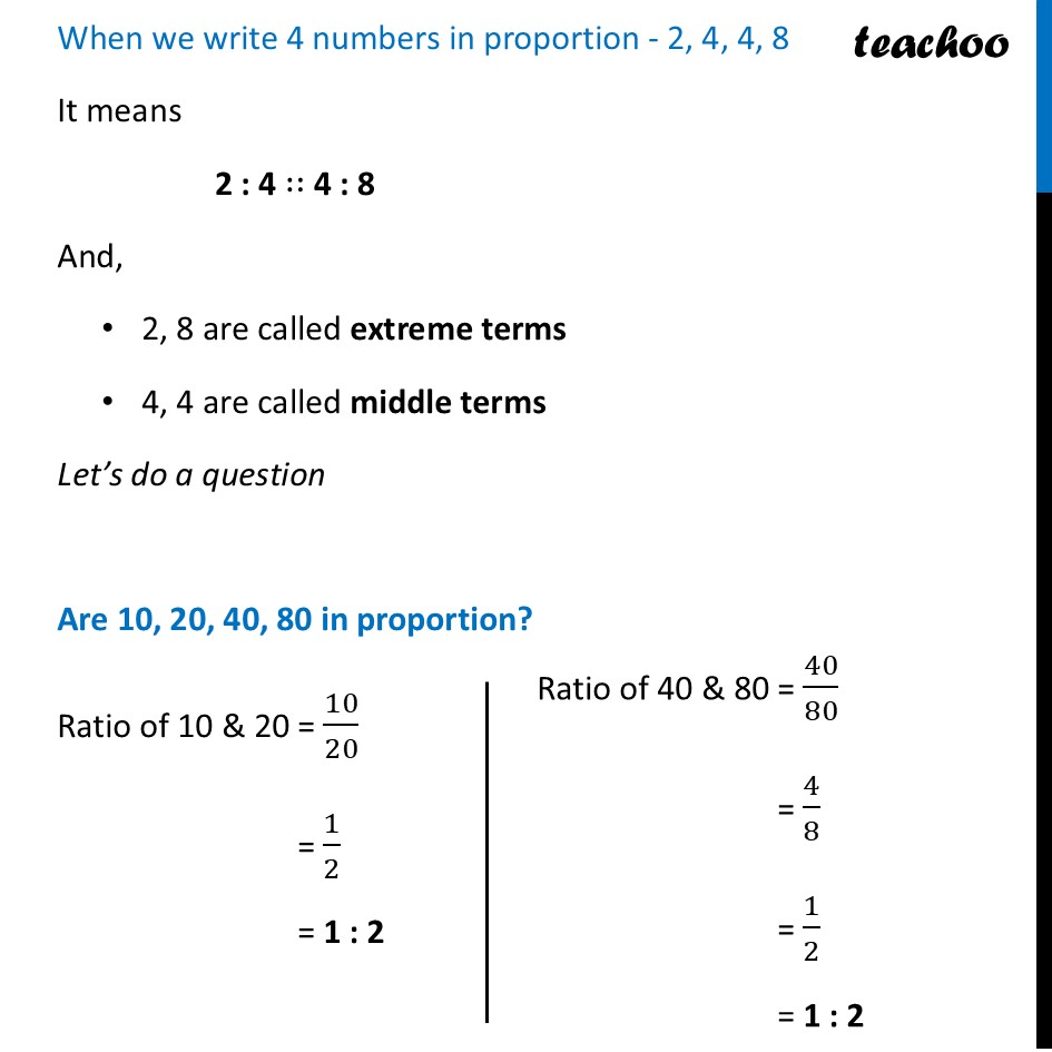 Proportion - Definition, How to check (2+ Examples) - Teachoo