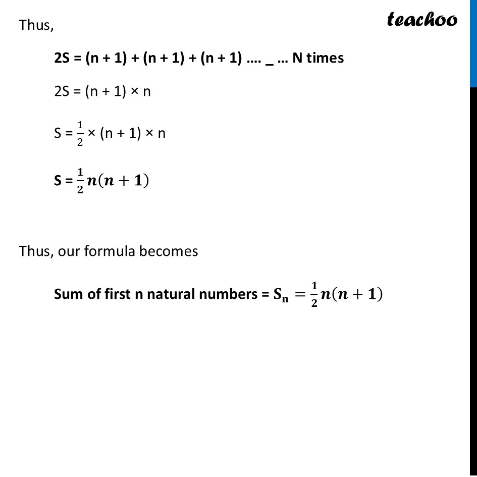 Sum of the First n Natural Numbers - Formula [Class 9 Ganita Manjari]