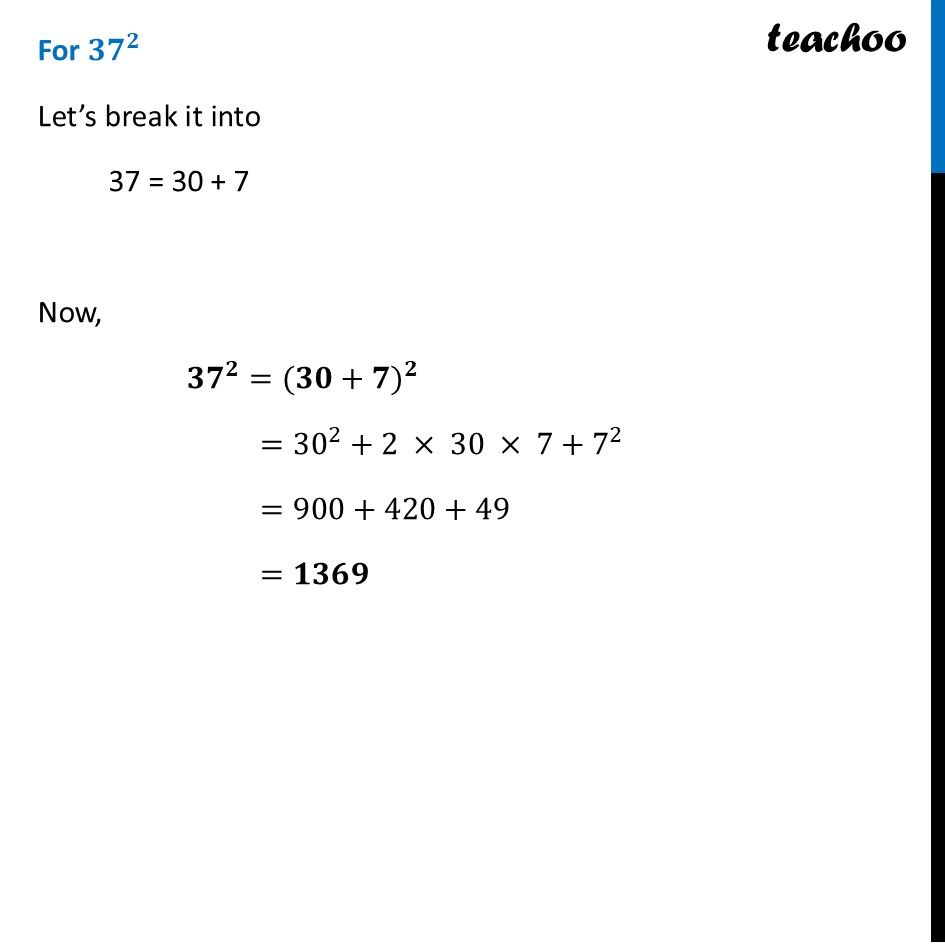 Use Identity 1A to find the values of 1042, 372 - [Ganita Prakash]