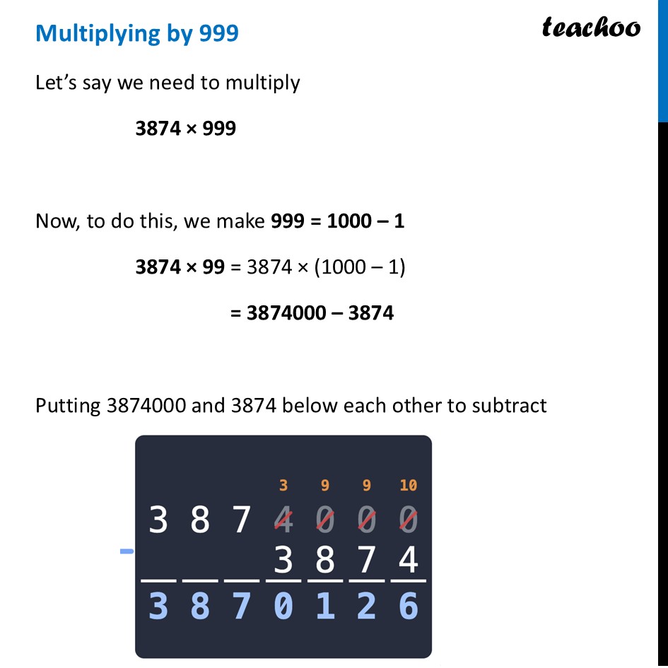 Multiplying by 99 and 999 (Fast) - Step-by-Step Explanation + Examples