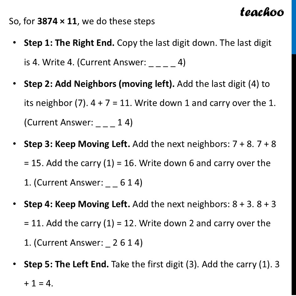Multiplying by 11 (Fast) - Examples + Steps + Worksheet - Teachoo