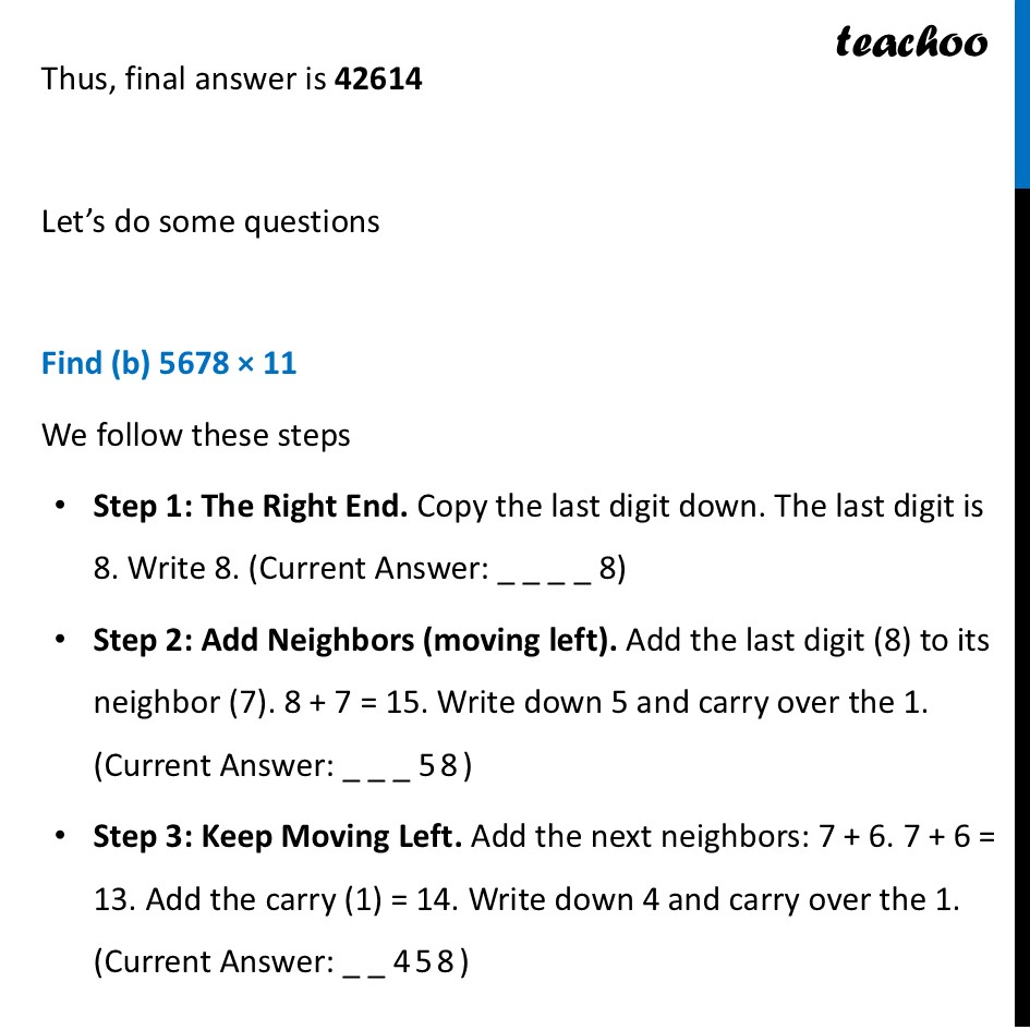 Multiplying by 11 (Fast) - Examples + Steps + Worksheet - Teachoo