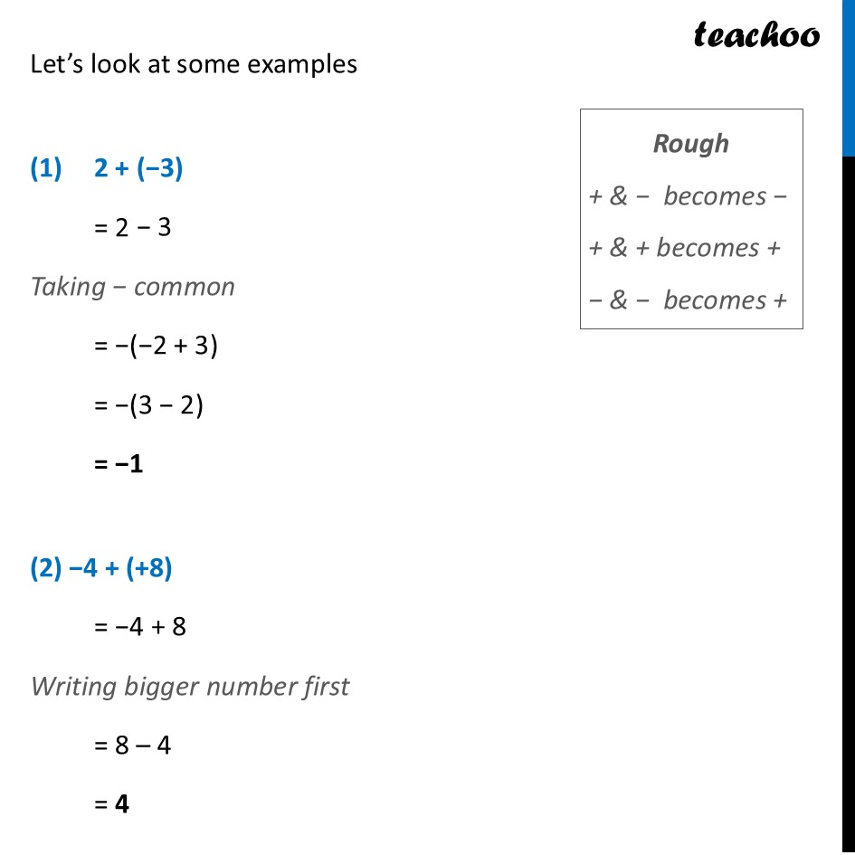 Addition of Integers – Rules, Examples (+ Simple method) - Teachoo