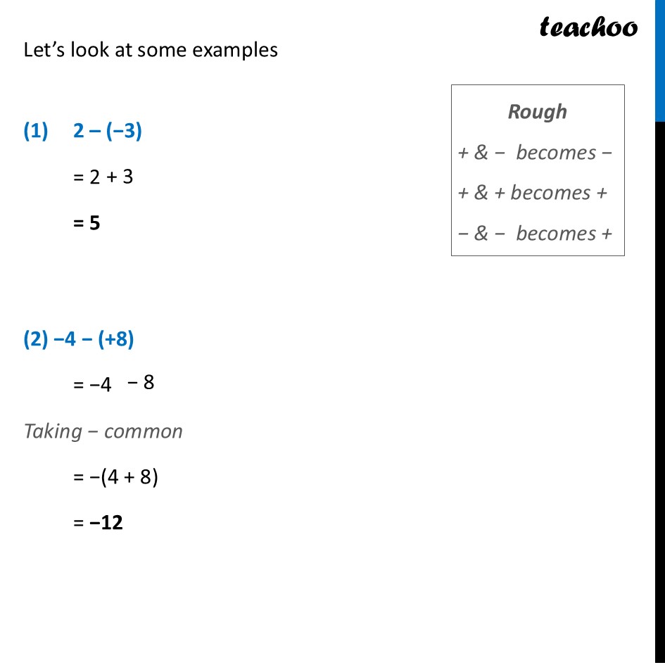 Subtraction of Integers – Rules, Examples, Worksheets - Teachoo