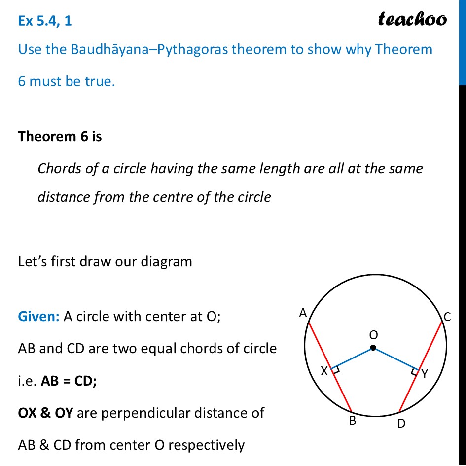 Use Baudhāyana–Pythagoras theorem to show why Theorem 6 [Class 9 Math]