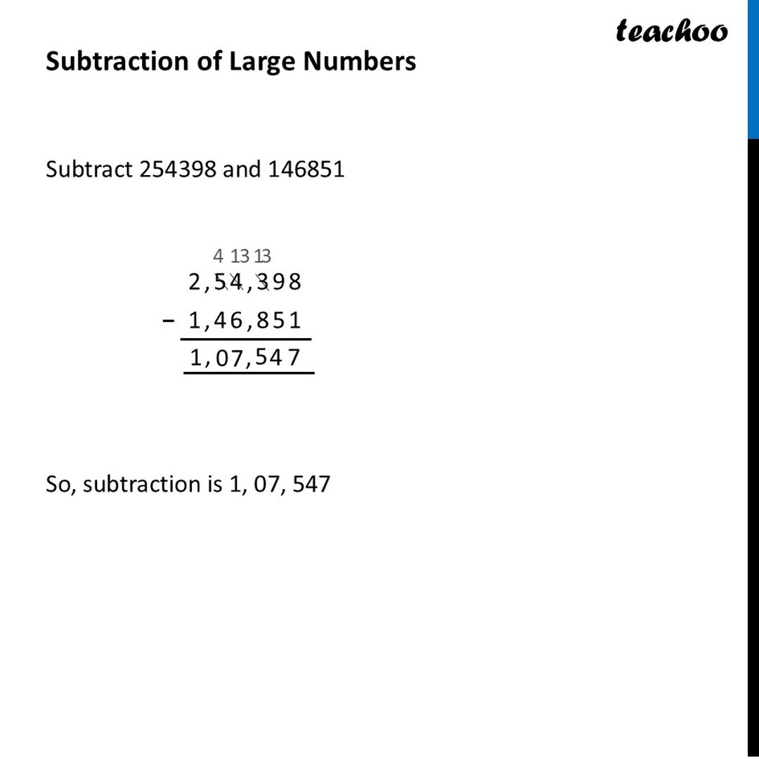 Adding and Subtracting Large Numbers - Examples + Method