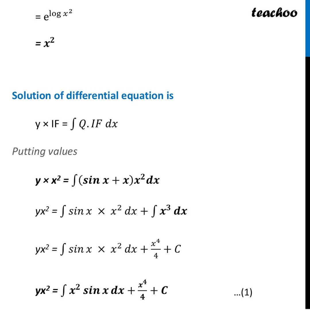 [SQP] Solve the differential equation: 𝑦+𝑑/𝑑𝑥(𝑥𝑦)=𝑥(sin 𝑥+𝑥)
