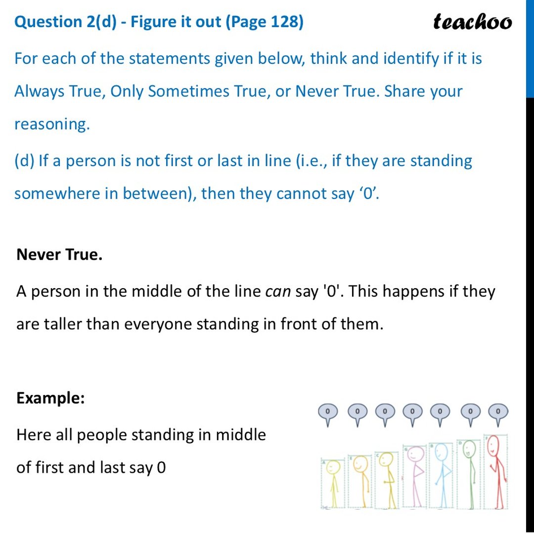 [Class 7] For each of the statements - (d) If a person is not first