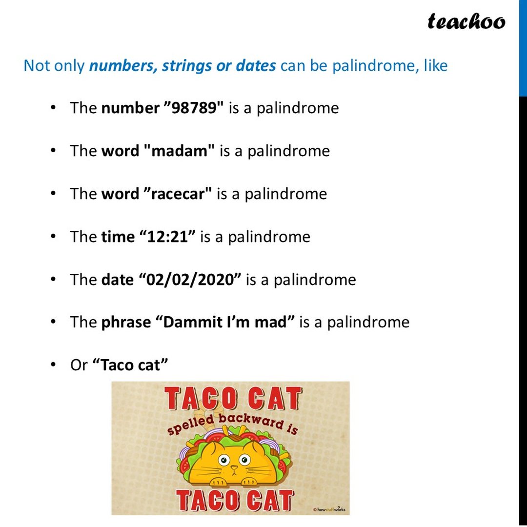 Palindromes - Definition, Examples & Worksheet - Teachoo Class 6