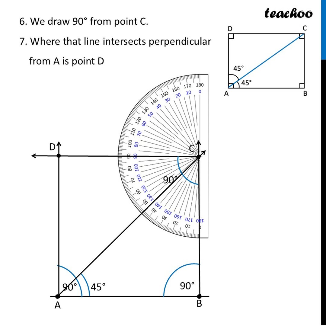 Construct a Rectangle Whose Diagonal Divides ppposite angles 45° & 45°