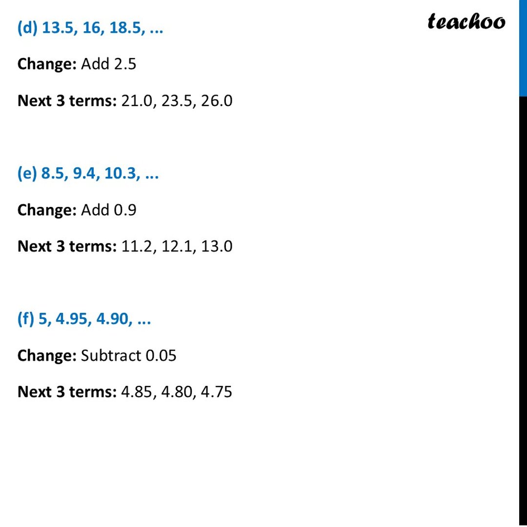 Worksheet on Decimal Sequences (Download PDF + Answers) - Teachoo