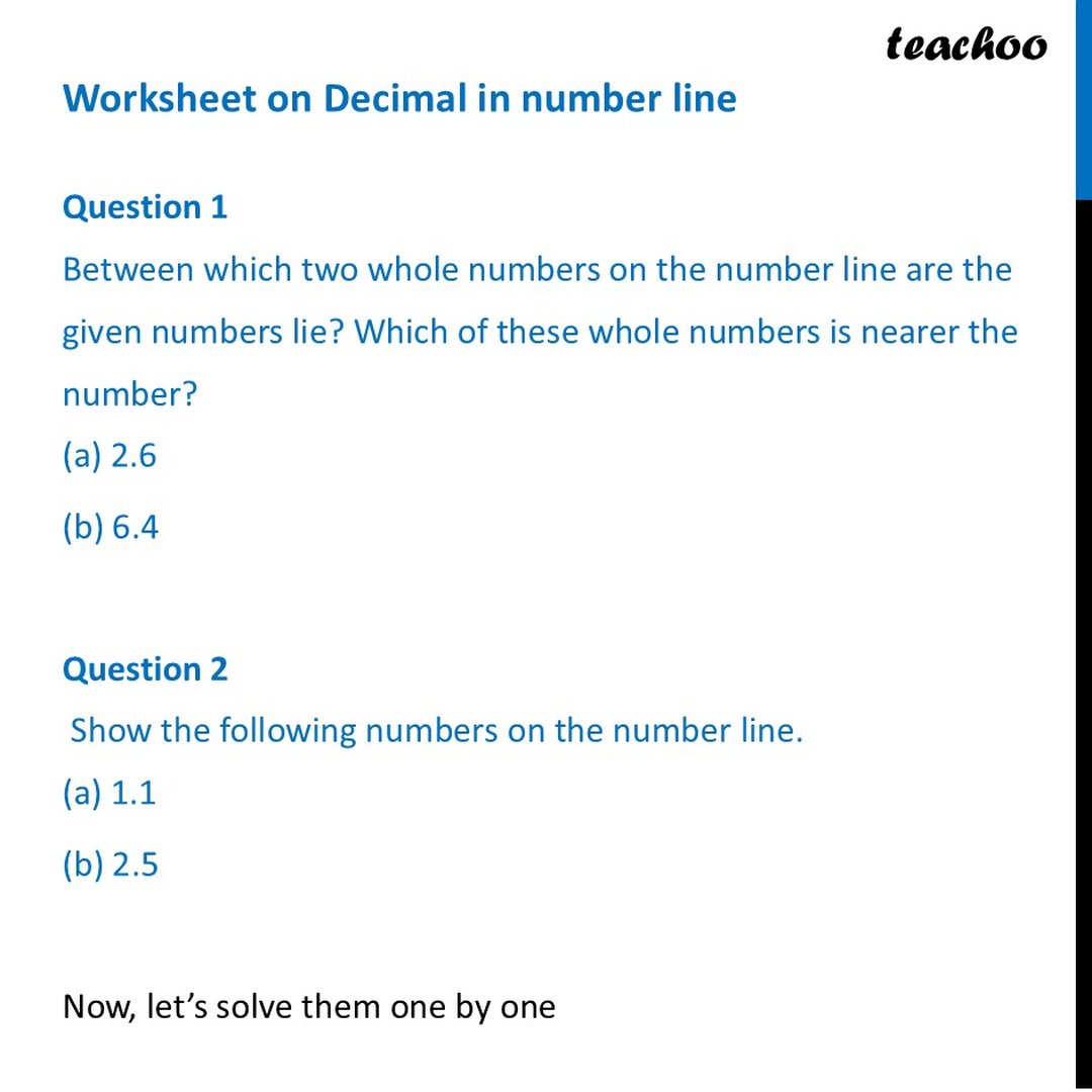 [Class 7 Maths] Worksheet on Decimals in number line - Ganita Prakash