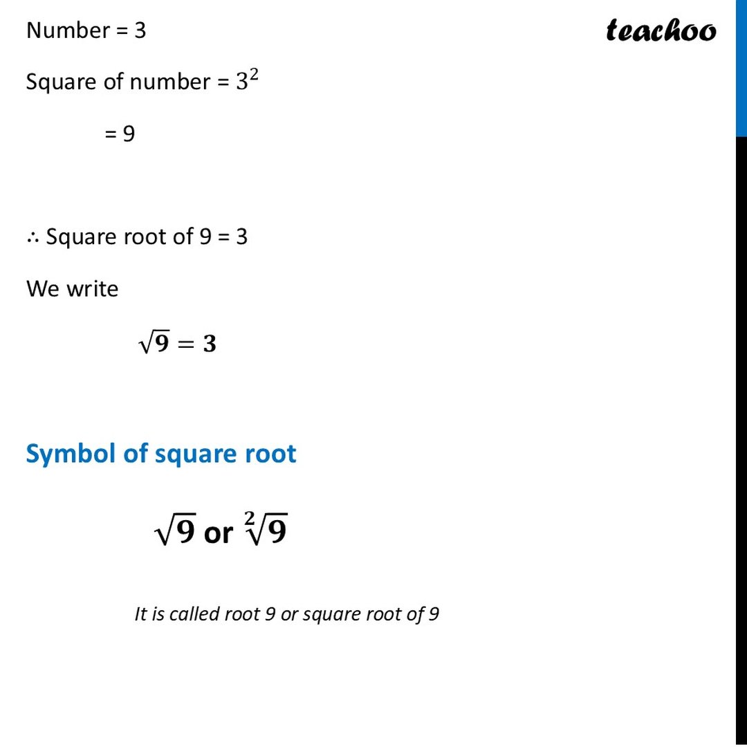 [Maths] Square Root - Definition, Symbol (with Example) - Teachoo