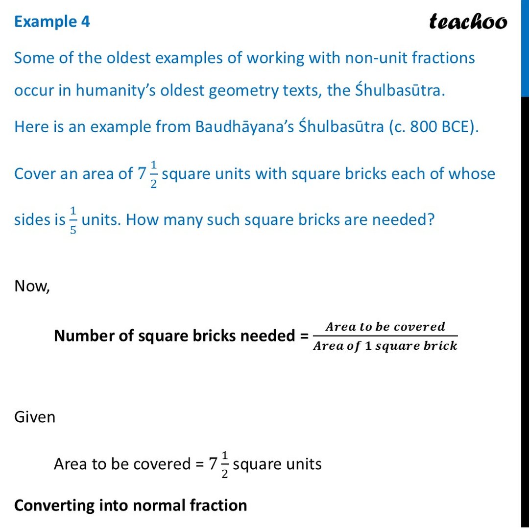 Some of the oldest examples of working with non-unit fractions occur