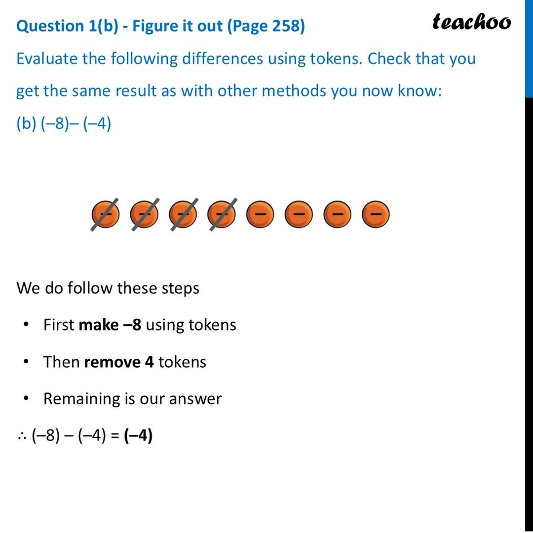 [Class 6 Maths] Evaluate the following differences using tokens