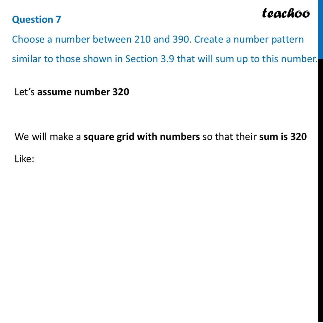 Choose a number between 210 and 390. Create a number pattern similar