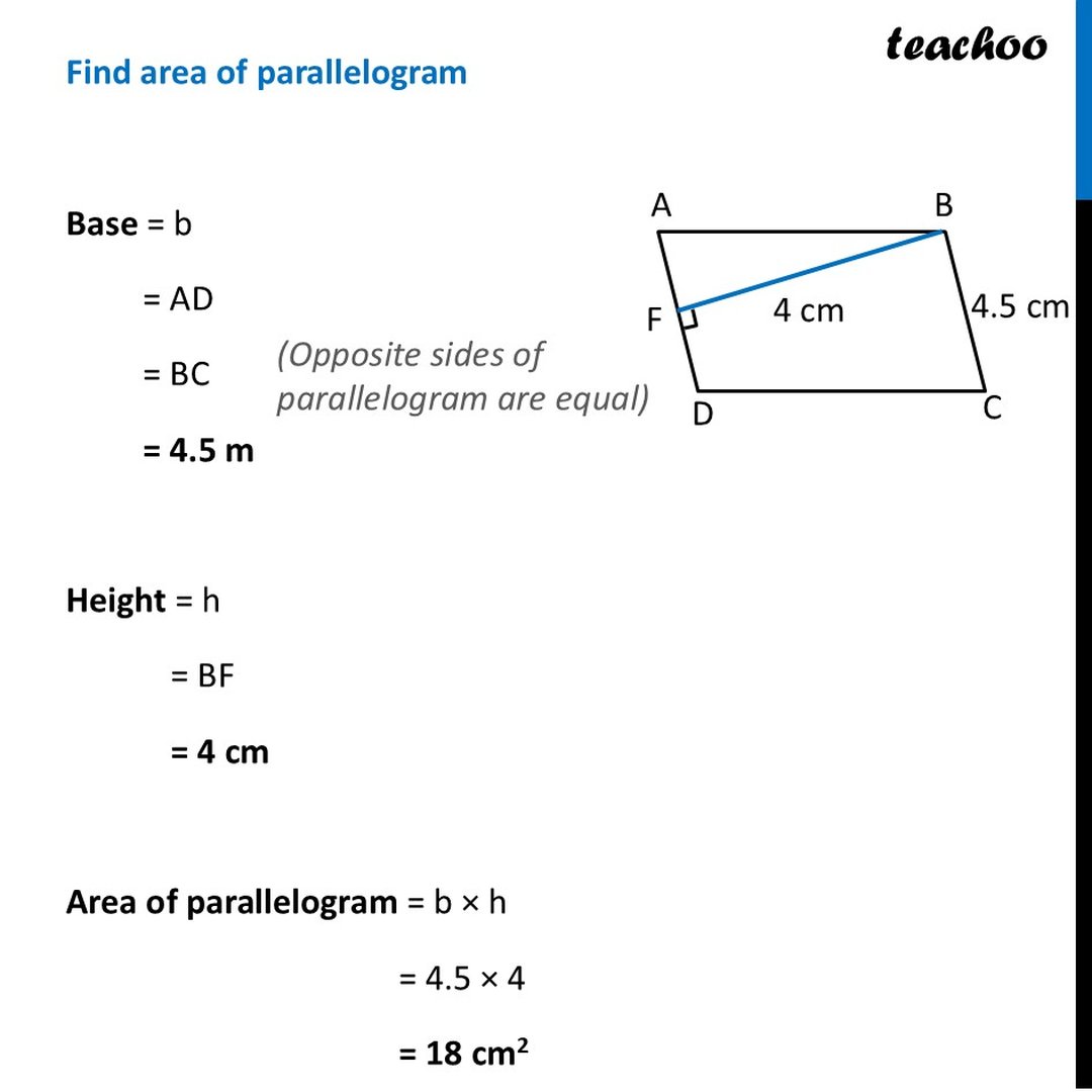 Area of Parallelogram for Different Heights & Base [with examples]