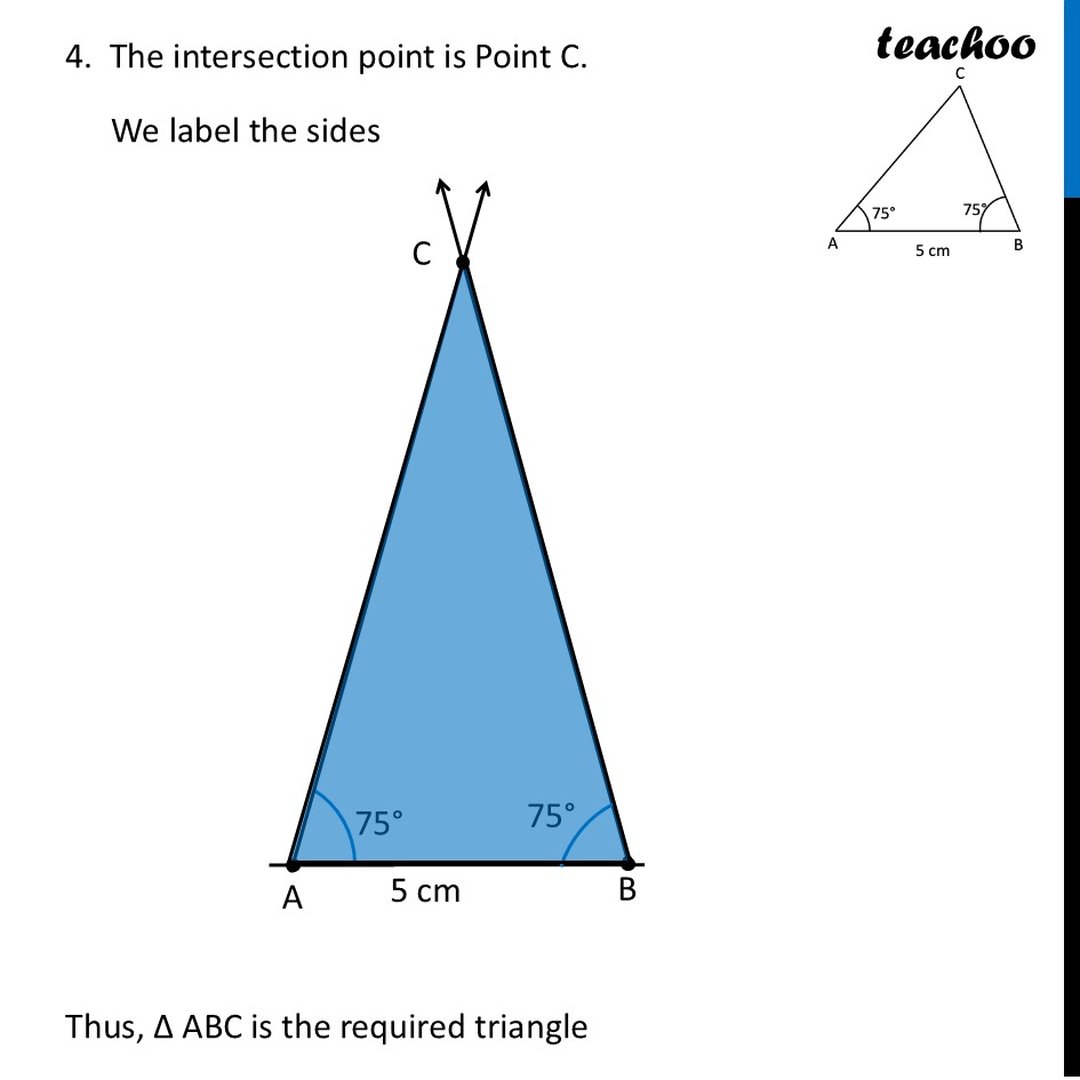 [Class 7] Construct a Triangle for the Measurements: 75°, 5 cm, 75°
