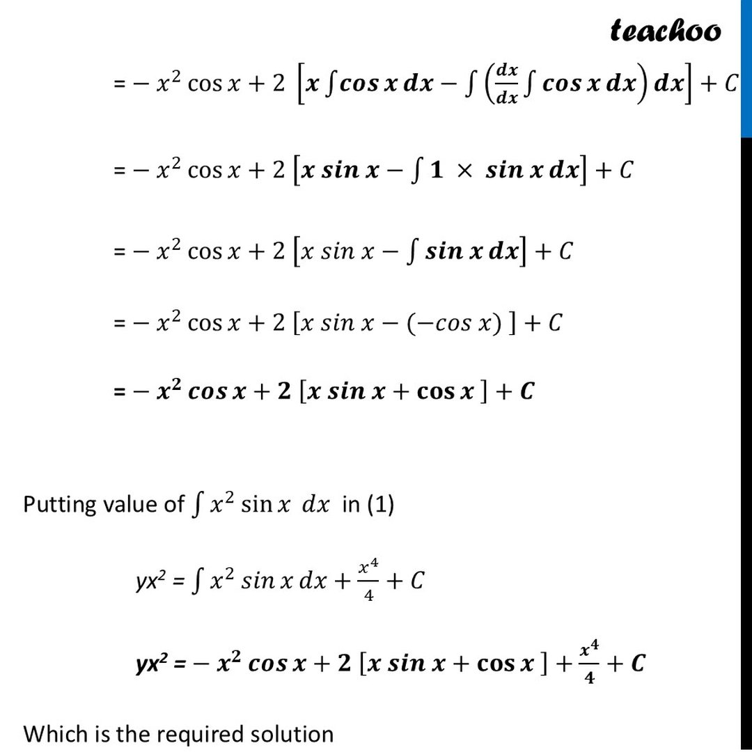 [SQP] Solve the differential equation: 𝑦+𝑑/𝑑𝑥(𝑥𝑦)=𝑥(sin 𝑥+𝑥)