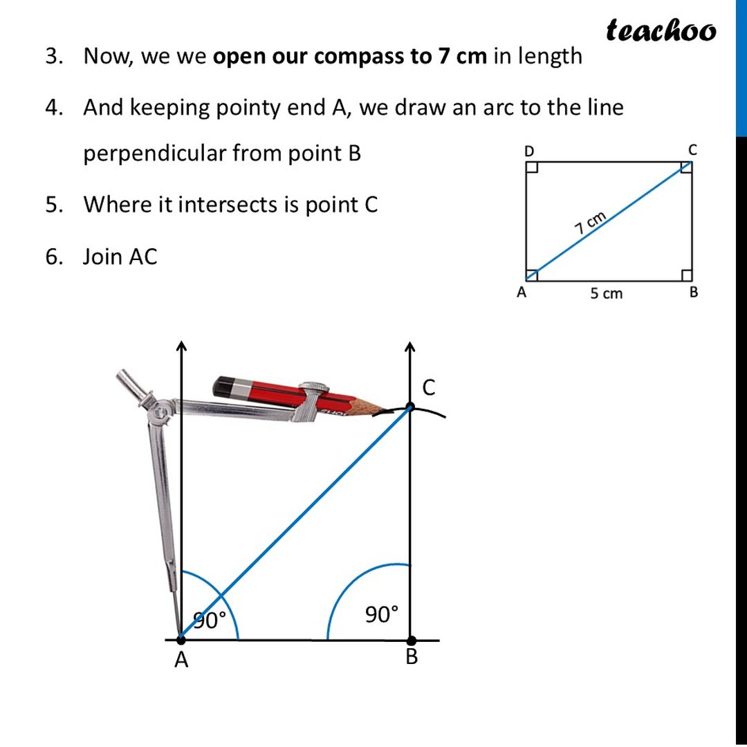 [Class 6 Maths] Constructing Rectangle with one Side & Diagonal given
