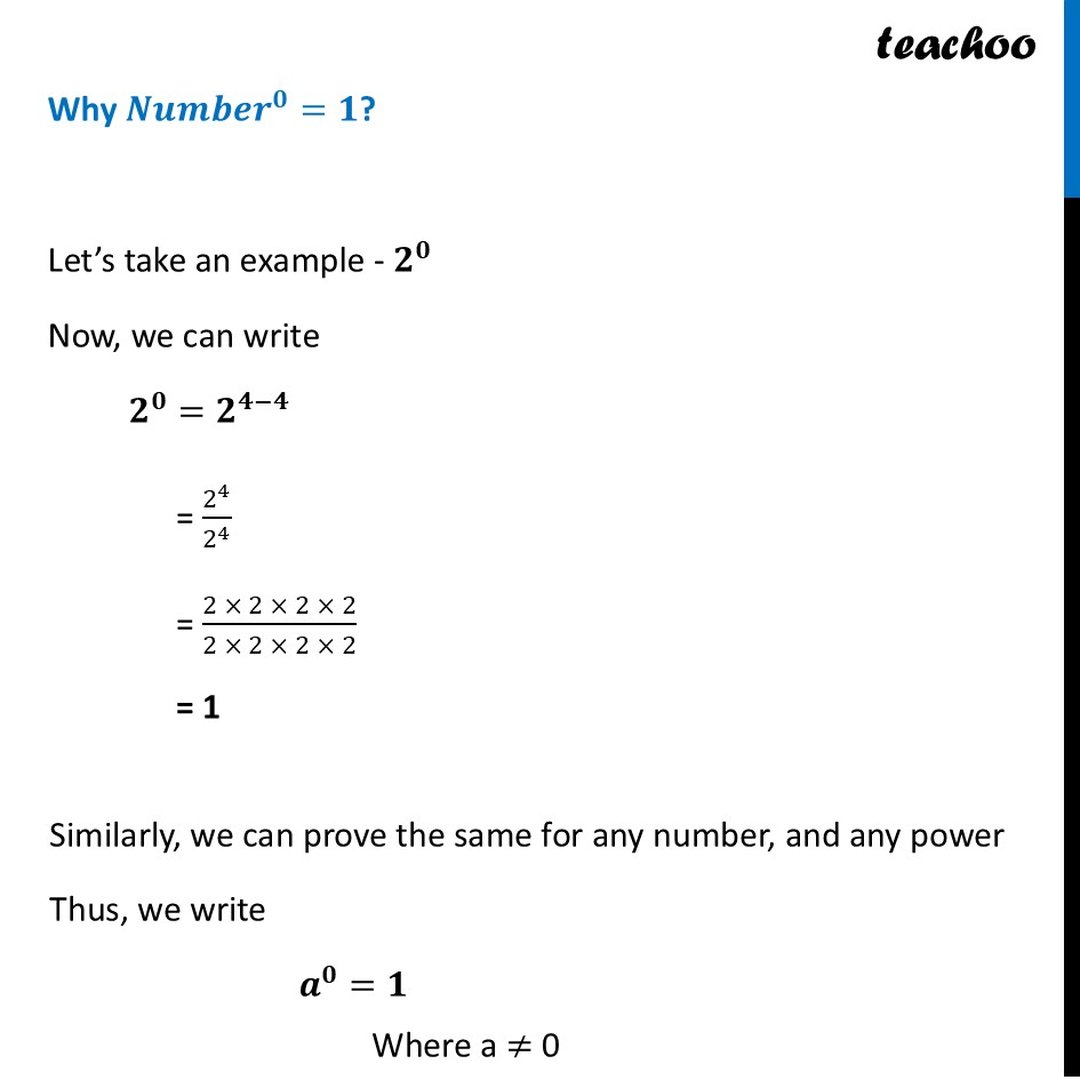 When Zero is in Power - Why 𝑵𝒖𝒎𝒃𝒆𝒓^𝟎=𝟏? (with examples) - The Other Si