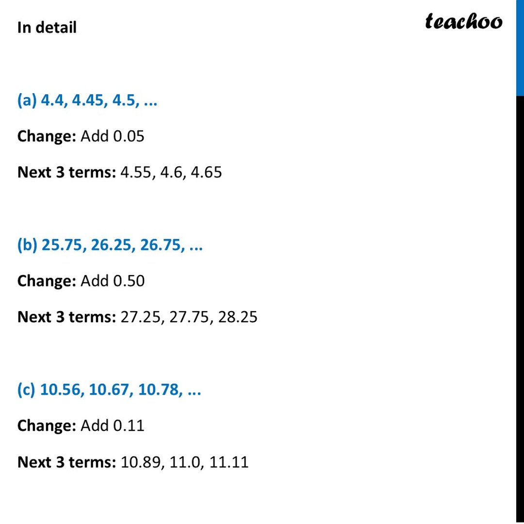Worksheet on Decimal Sequences (Download PDF + Answers) - Teachoo