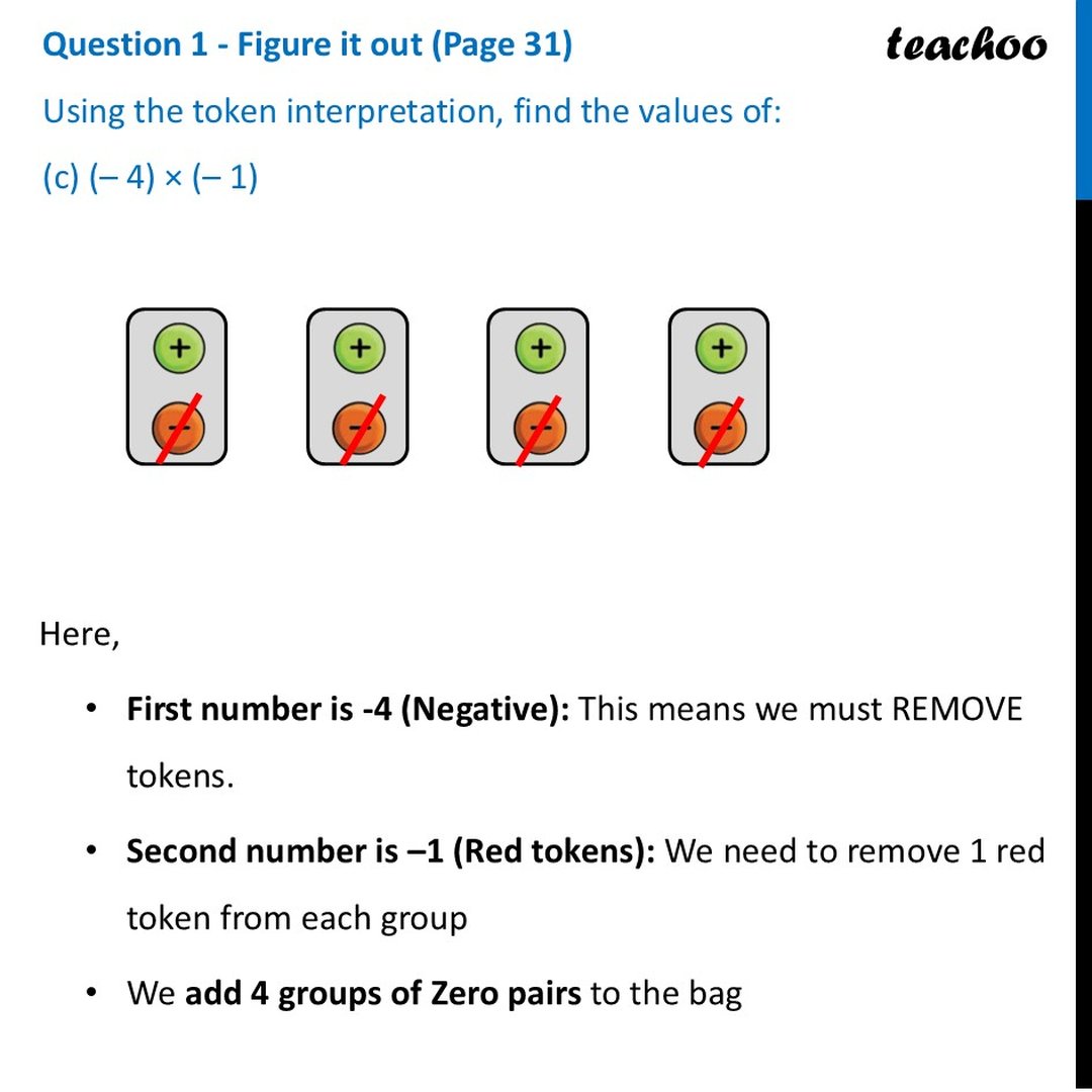 Using the token interpretation, find the values of: (a) 3 × (– 2)
