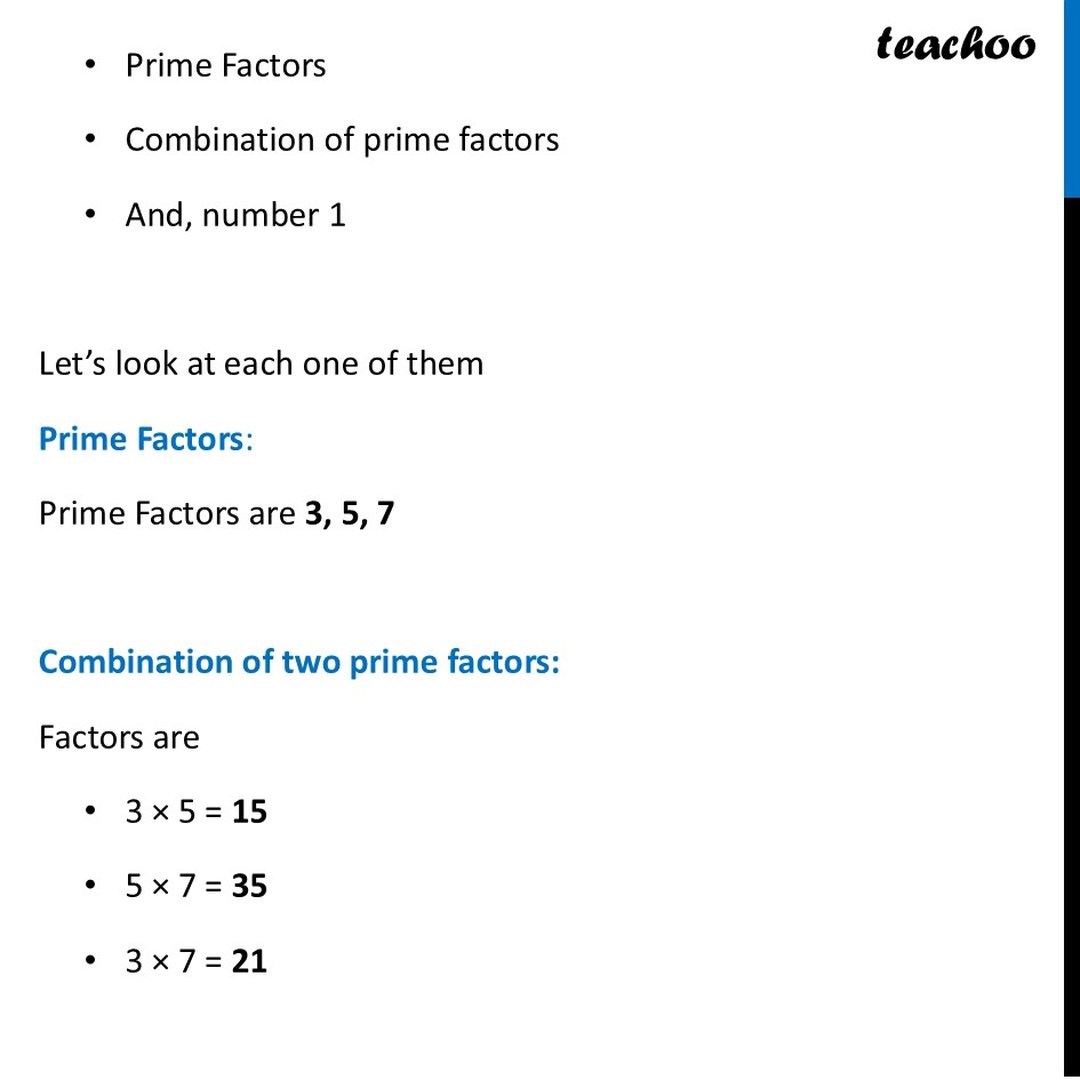 [Class 7 Maths ] List all the factors of the numbers (b) 105 - Teachoo