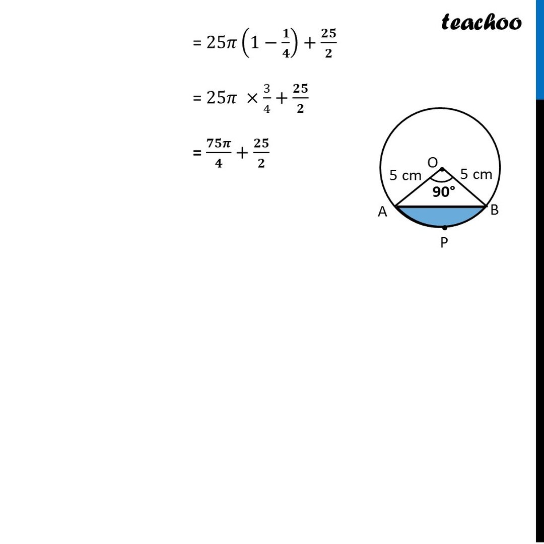 Find the area of the major segment (in terms of 𝜋) of a circle of