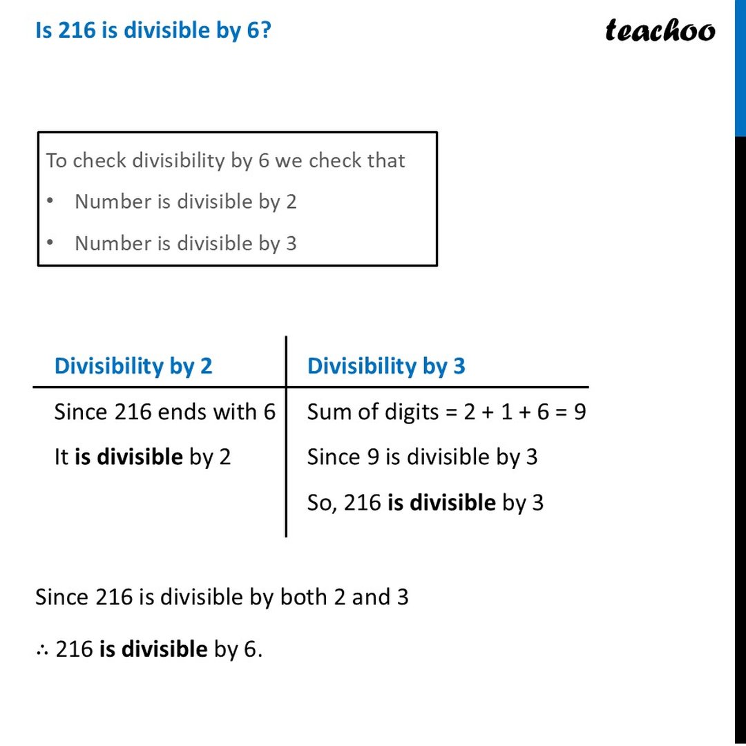 Divisibility by 6 - How to check? with 4+ Examples - Teachoo
