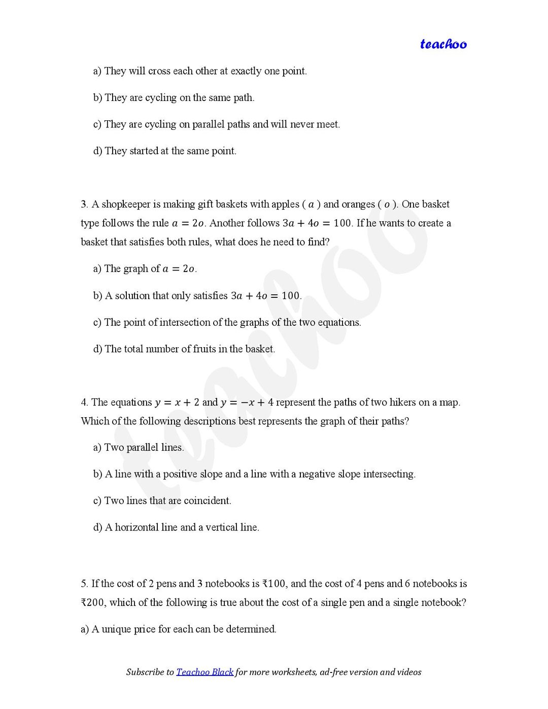 Linear Equation in 2 variables MCQs – Download PDF Worksheet Class 10