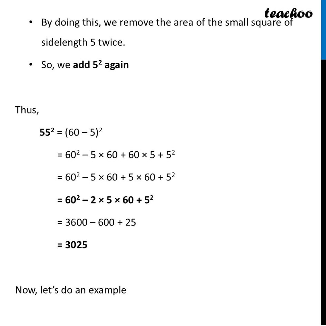 Square of the Difference of Two Numbers - Identity, Proof, Examples