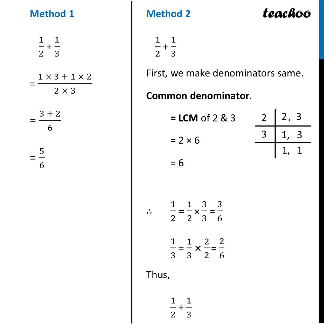 Adding Fractions with Different Denominators [Two Easy Methods]