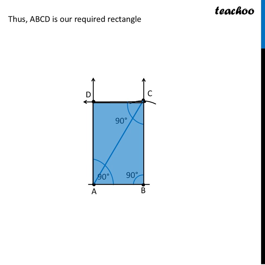 Construct a rectangle one of whose sides is 3 cm and diagonal is 7 cm